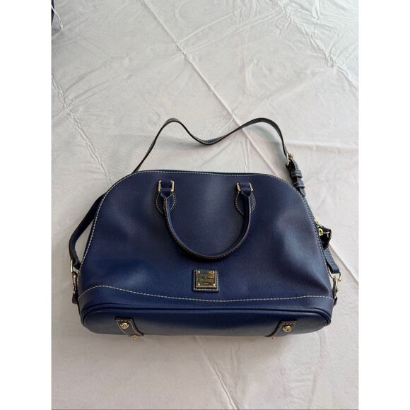 Dooney & Bourke | Bags | Dooney Bourke Navy Saffiano Zip Zip Satchel ...
